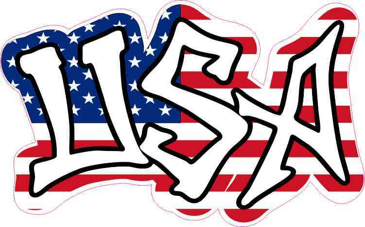 5in × 3in USA American Flag Graffiti Sticker Vinyl Patriotic Bumper ...