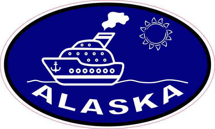 5inx3in Blue Oval Cruise Ship Alaska Sticker Vinyl Luggage Decal ...